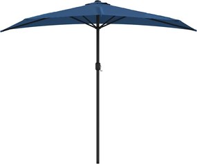 Slunečník na balkon hliníková tyč modrý 270x144x222 cm půlkruh 312501