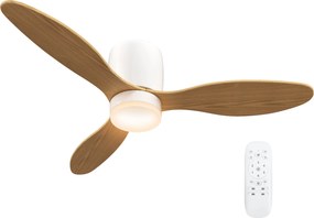 HOMCOM Stropní ventilátor s osvětlením a dálkovým ovládáním 50W, tichý a převratitelný stropní ventilátor 115cm se 3 lopatkami, 6 rychlostí, nastavit…