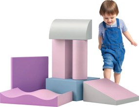 HOMCOM 7 PCS. Měkké stavební kostky pro děti - Stavební a lezecké bloky - Měkké obří bloky - Stavební hračka - Sada bloků z pěny pro miminka a batolat