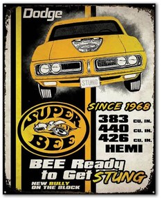 Plechová cedule Dodge Super Bee Stung car 30 cm x 38 cm