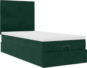 Osmanský rám postele s matracemi tmavě šedá 80x200cm samet 3313364