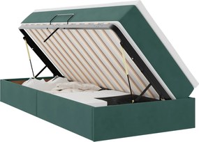 Postel s úložným prostorem a matrací Tmavě zelená 90 x 200 cm 3370278