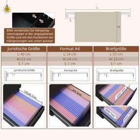 Vinsetto pojízdná skříň na podstavci černá se 2 uzamykatelnými zásuvkami na kolečkách z oceli 37x43,5x67,5cm pro kancelář a domácí kancelář | Aosom.de