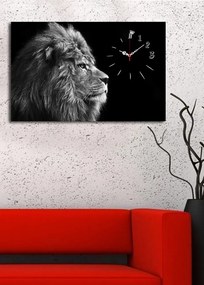 Dekorativní nástěnné hodiny Lion černobílé