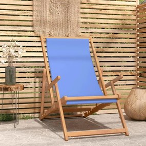 vidaXL Skládací plážové křeslo masivní teakové dřevo [317696] Barva: Modrá