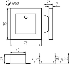 Orientační svítidlo 12V Kanlux APUS LED PIR-B WW 3000K teplá bílá 29857