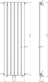 Gamma Vertical, topné těleso 450x1600 mm, 776 W, bílá matná, GMA-VERT-16045-WH