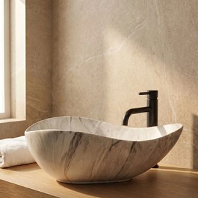Rea Dora Stone, umyvadlo na desku 515x400x175 mm, šedá imitace kamene, REA-U5066