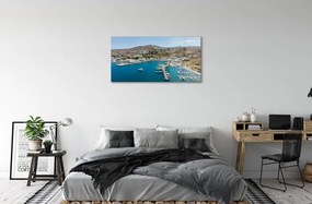 Obraz na skle Řecko Coast horské město 140x70 cm