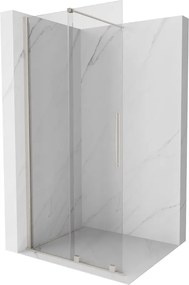 Mexen Velar, sprchová zástěna s posuvnými dveřmi Walk-in 85 x 200 cm, 8mm čiré sklo, broušená ocel, 871-085-000-03-97