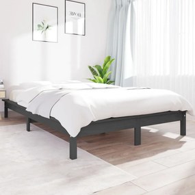 Rám postele šedý 140 x 190 cm masivní borovice,  820588