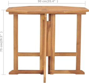 Skládací zahradní jídelní stůl 90 x 90 x 75 cm masivní teak 315447