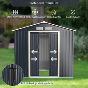 Costway Kůlna na nářadí kovová prodloužená kůlna na nářadí uzamykatelná zahradní