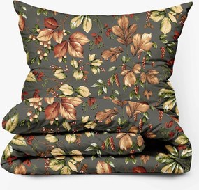 Bavlněné povlečení Podzim šedohnědý Zapínání: knoflík, Velikost polštáře: 50x70, Velikost přikrývky: 140x260