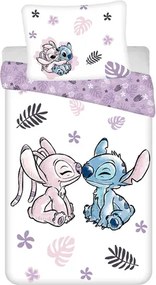 Jerry Fabrics Bavlněné povlečení 160x200 Lilo a Stitch bílý fialový povlak na polštář 70x80 23. srpna
