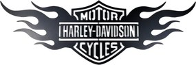 Dřevěná dekorace Harley Davidson v ohni černá