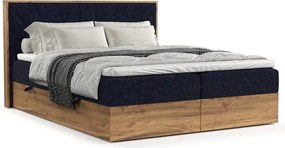 Boxspring postel s úložným prostorem v tmavě modro-přírodní barvě 200x200 cm Asahi – Maison de Rêve