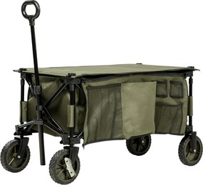 Bollerwagen, klappbar, 5 Seitentaschen, verstellbarer Griff, bis 120 kg belastbar, Stahl, 108 x 55 x 93 cm, Grün