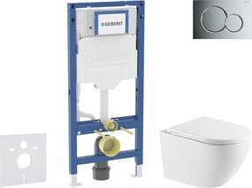 Geberit Duofix - Set předstěnové instalace, klozetu Oudee a sedátka softclose, tlačítko Sigma01, lesklý chrom SANI11CA1164