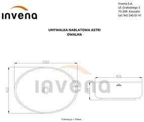 Invena Astri, keramické umyvadlo na desku 55x41x14 cm, bílá lesklá, INV-CE-30-001-W