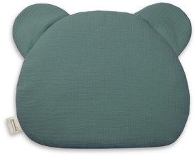 Sleepee Mušelínový plochý polštář ve tvaru medvídka ZELENÝ