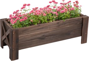 Outsunny Zahradní Truhlík z Masivního Dřeva Obdélníkový s Vysokými Nohy a 2 Odtokovými Otvory pro Květiny a Rostliny 100x36,5x36 cm Hnědý | Aosom