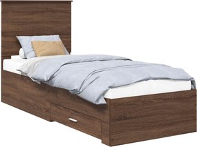 Rám postele Hnědý dub a stříbrná 70 x 190 cm Kompozitní dřevo 3411374