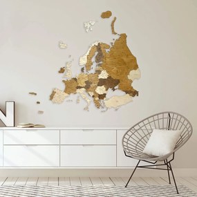 Nástěnná dřevěná mapa Evropy 110x100 cm