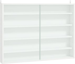 HOMCOM Nástěnná vitrína s nastavitelnými policemi a 2 posuvnými skleněnými dveřmi 80x9,5x60 cm Bílá | Aosom