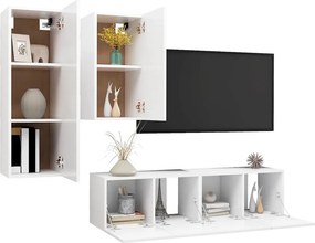 4dílný set TV skříněk bílý kompozitní dřevo 3078731