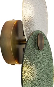 Nástěnné svítidlo Art Deco tmavý bronz se zeleným a čirým sklem 2-světelné - Text