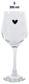 Sklenička na víno s černým srdíčkem – 300 ml