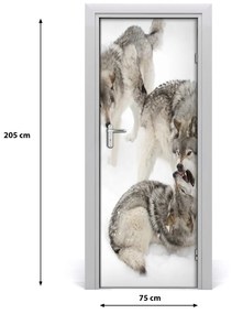 Samolepící fototapeta na dveře Šedí vlci 75x205 cm