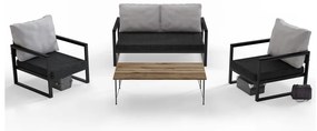Šedý zahradní lounge set pro 4 – Floriane Garden
