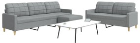 3dílná sedací souprava s podnožkou světle šedá textil 3278327
