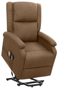 Zvedací masážní křeslo hnědé textil 329713