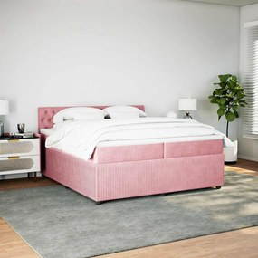 Box spring postel s matrací růžová 200x200 cm samet 3290141