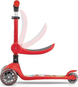 Tříkolová balanční koloběžka-scooter se sedátkem FUZZY Milly Mally red