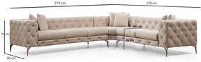 Designová rohová sedačka Rococo ecru - levá