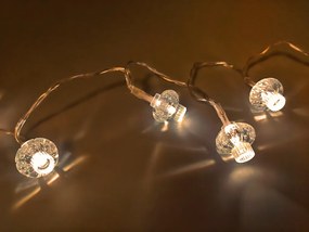 Vánoční LED světelný řetěz s mini lucernami, teplá bílá, 2m, na baterie