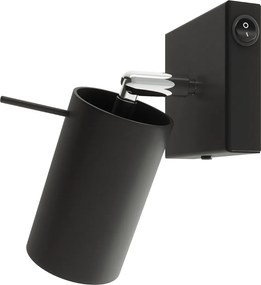Sollux Lighting Nástěnné svítidlo RING černé s vypínačem