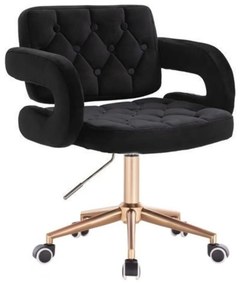 LuxuryForm DESIGN Otočná židle ADRIA VELUR na zlaté podstavě s kolečky - černá
