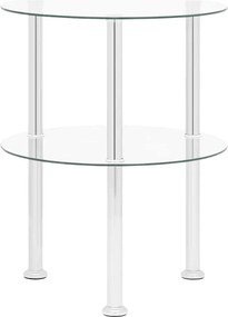 2patrový odkládací stolek průhledný 38 cm tvrzené sklo 322787