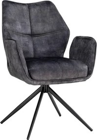 Designová otočná židle Kody tmavě šedý samet
