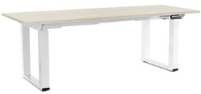 Výškově nastavitelný stůl OfficeTech Strong 200 x 80 cm, bílá podnož, bílý jasan