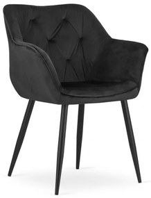 Set dvou jídelních židlí MADERA samet - černé (2ks)