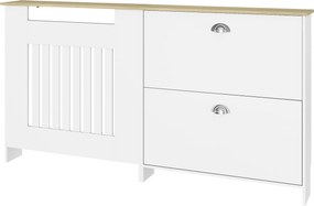 HOMCOM kryt topení s botníkem Kryt topení se 2 sklápěcími přihrádkami 152x19x81 cm Bílá