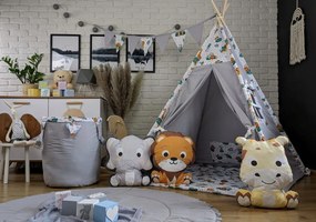 Dětský stan TEEPEE (TÝPÍ) ANIMALS s doplňky - JUNGLE - šedý