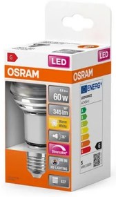 LED žárovka E27 OSRAM R63 4,9W (60W) teplá bílá (2700K) reflektor 36°