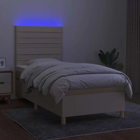 Box spring postel s matrací a LED krémová 90x190 cm textil 3135482
